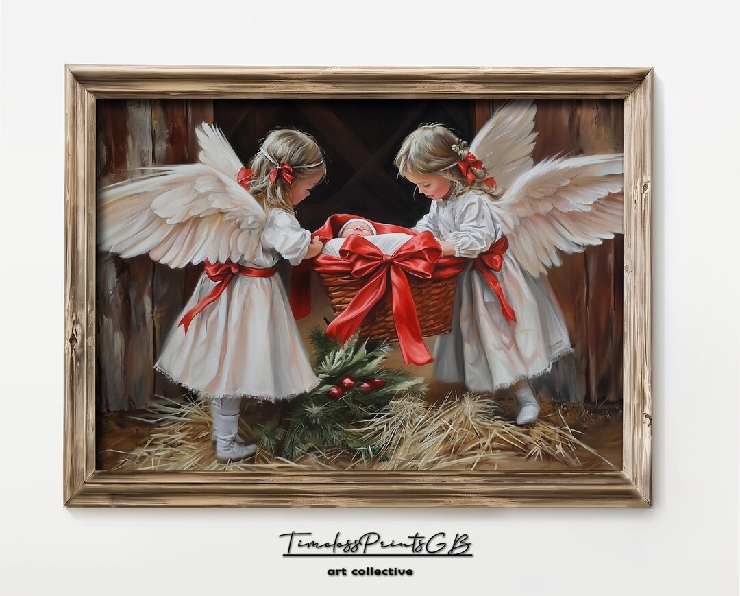 Christmas Angel Print Angels With Baby Jesus Home Decor Christian ...