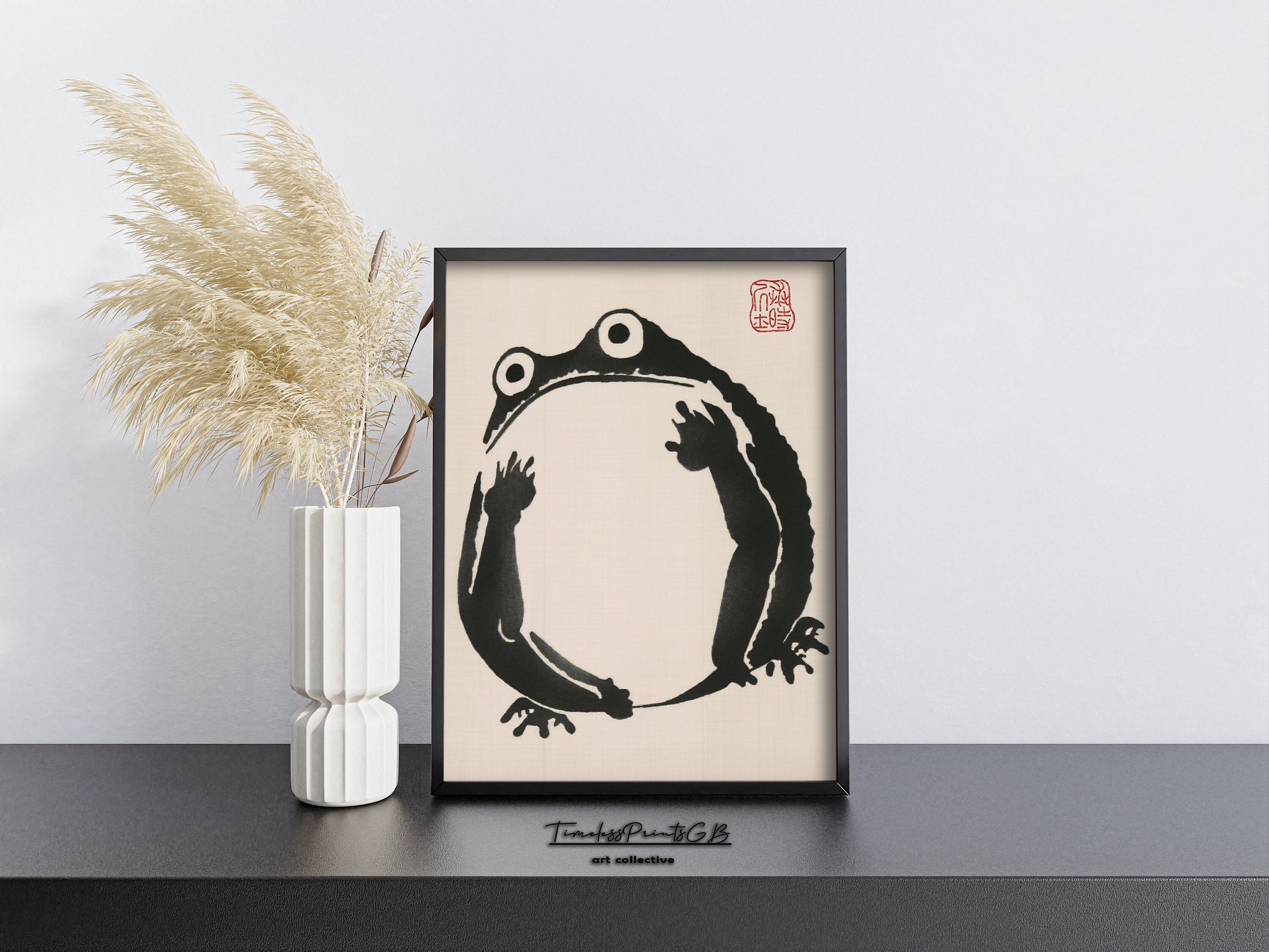 Japanese Style Funny Frog Wall Art Vintage Cute Frog Print Japanese ...