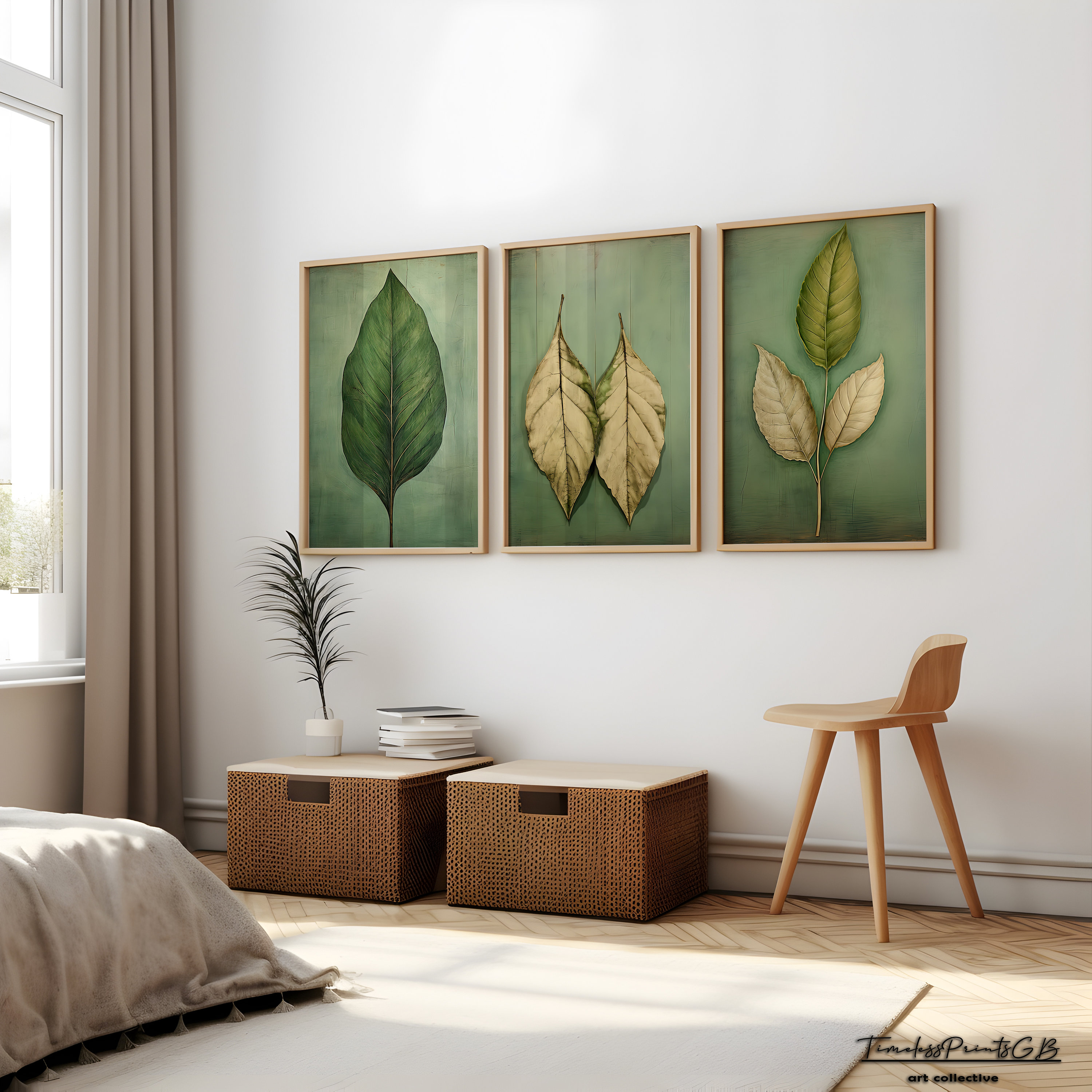 Set of 3 Leaf Wall Art Printable Set | Leaf Set Home Decor | Leaves ...