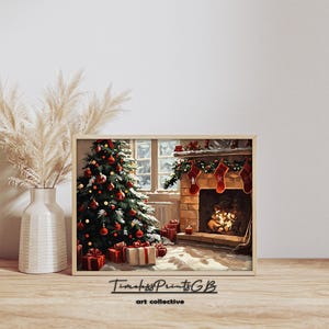 Cozy Christmas Room Printable Christmas Tree Wall Art Room With ...