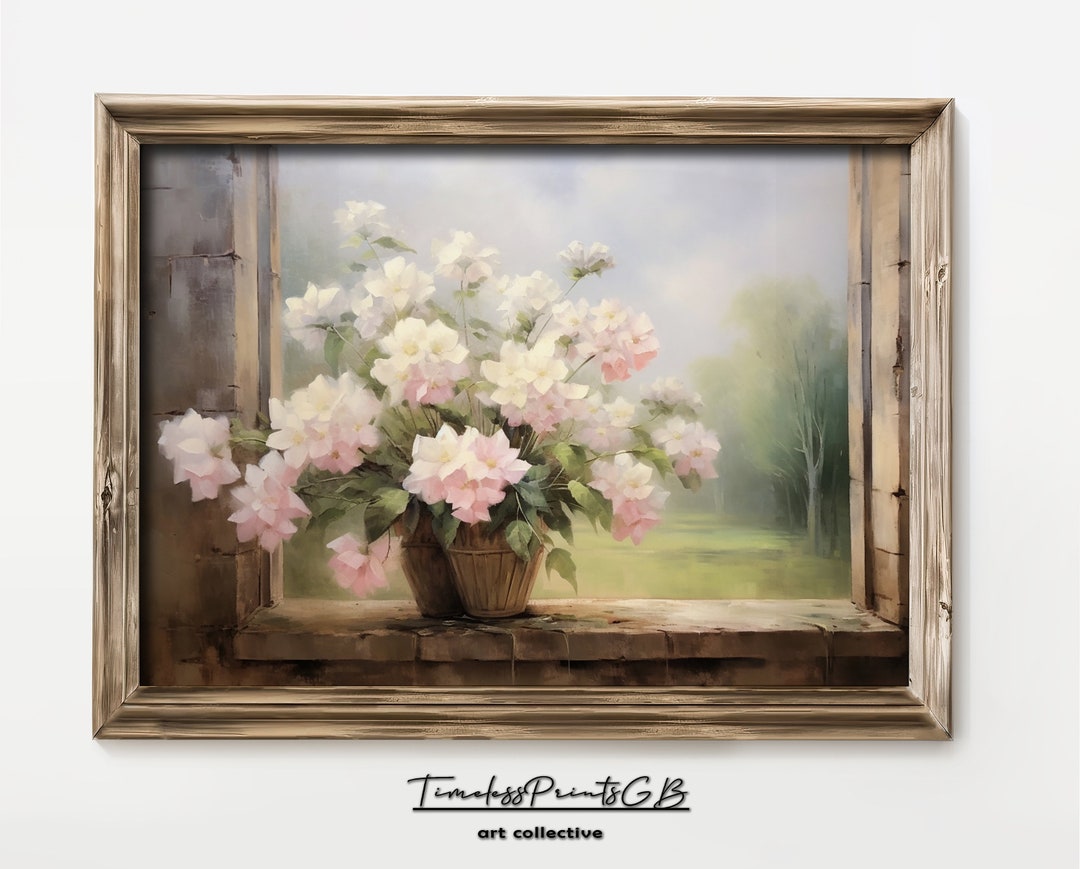 Printable Flower in the Window Wall Art Floral Spring Decor Vintage ...