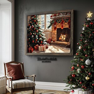 Cozy Christmas Room Printable Christmas Tree Wall Art Room With ...