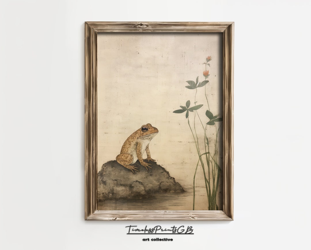 Japanese Style Cute Frog Print Vintage Frog Wall Art Japanese Frog ...