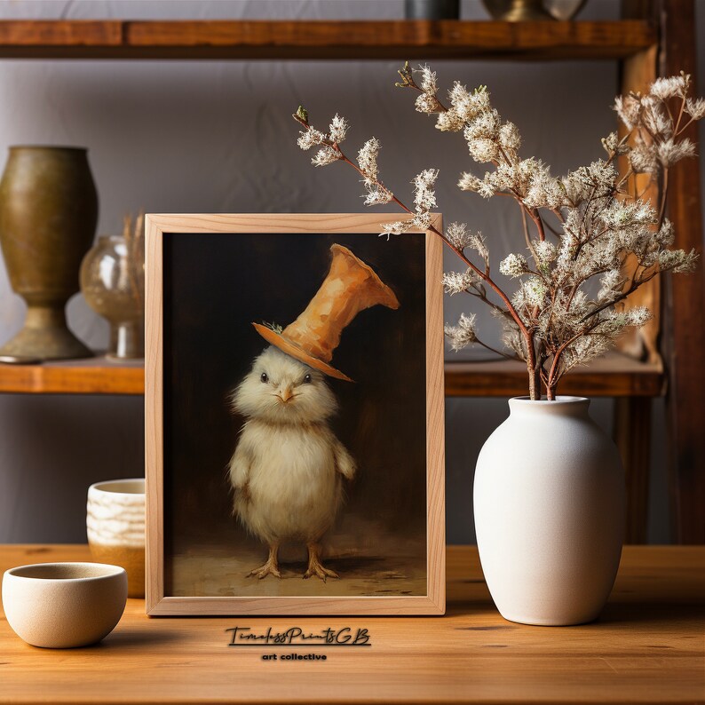 Easter Cute Grumpy Chick Wall Art Baby Chicken With Hat Printable ...
