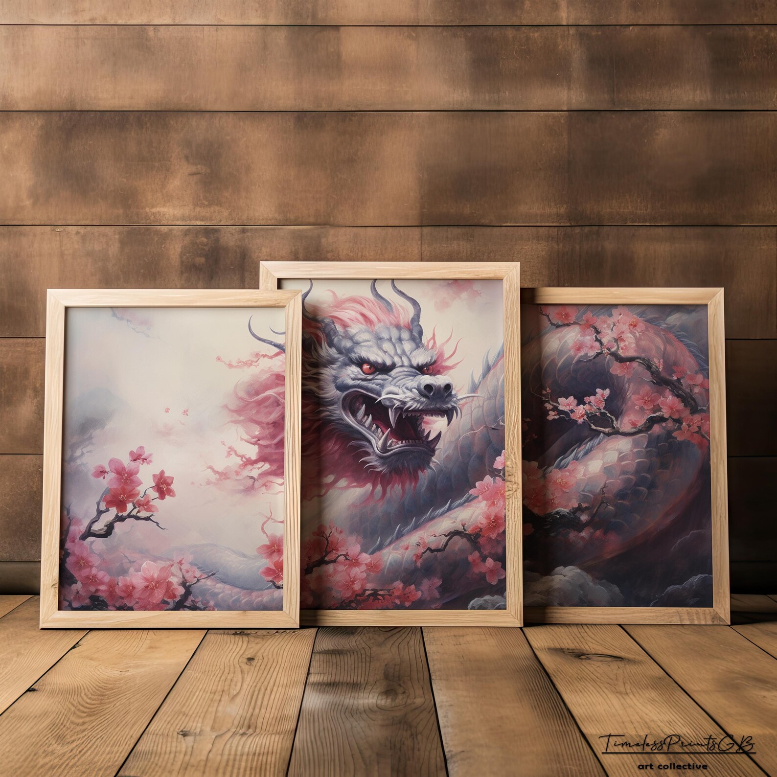 Chinese Dragon Poster Printable | Set of 3 Japanese Dragon Wall Art ...
