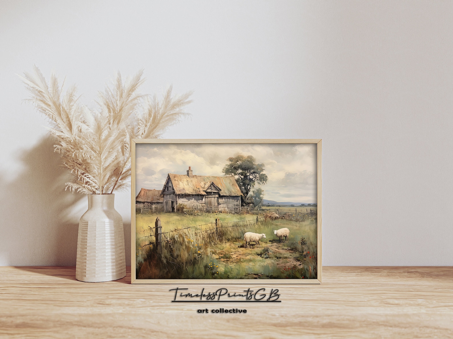 Vintage Country Landscape Wall Art Farm Life Scenery Print Animal ...