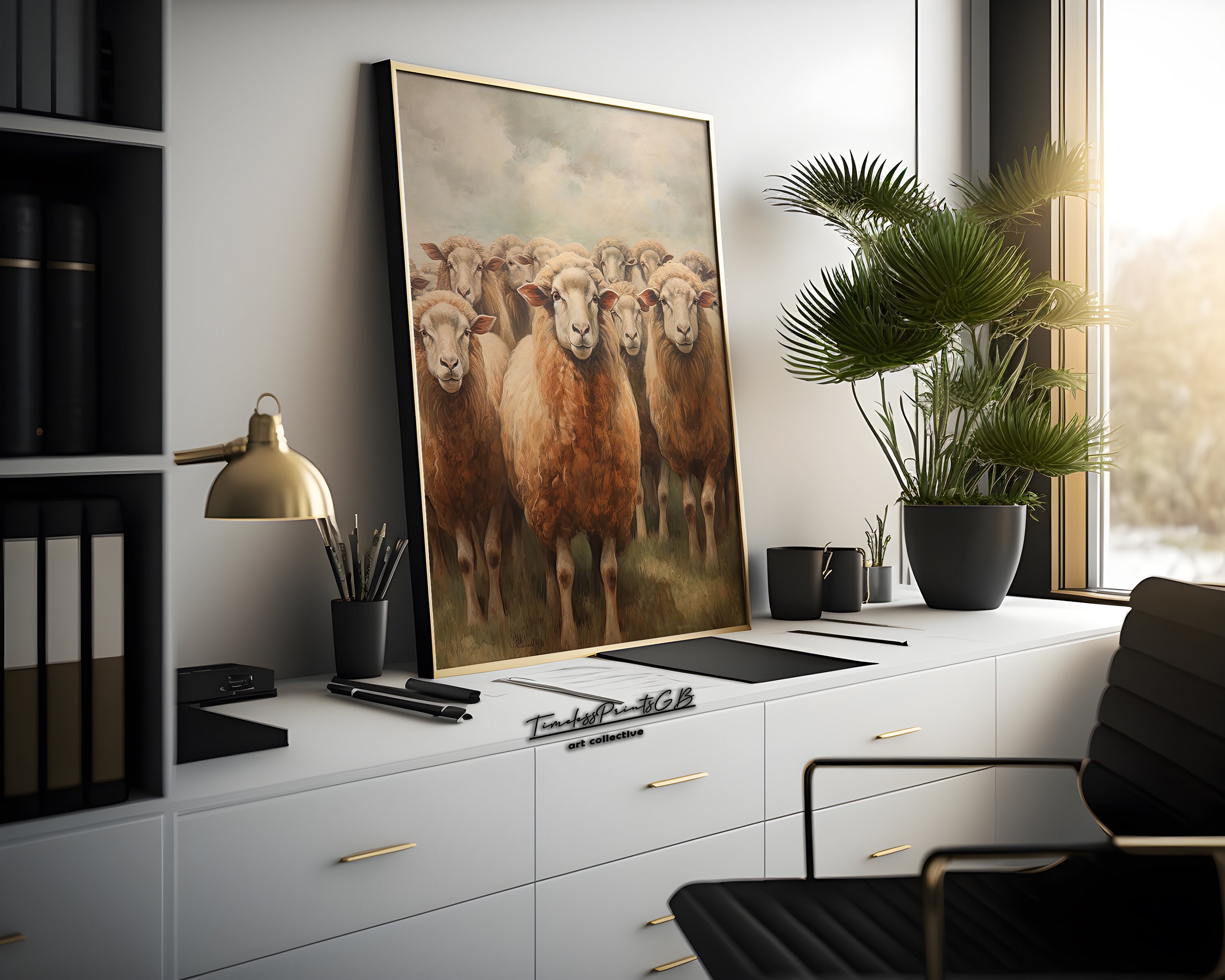 Vintage Sheep Wall Art Farm Animal Painting Sheep Printable Farmhouse ...