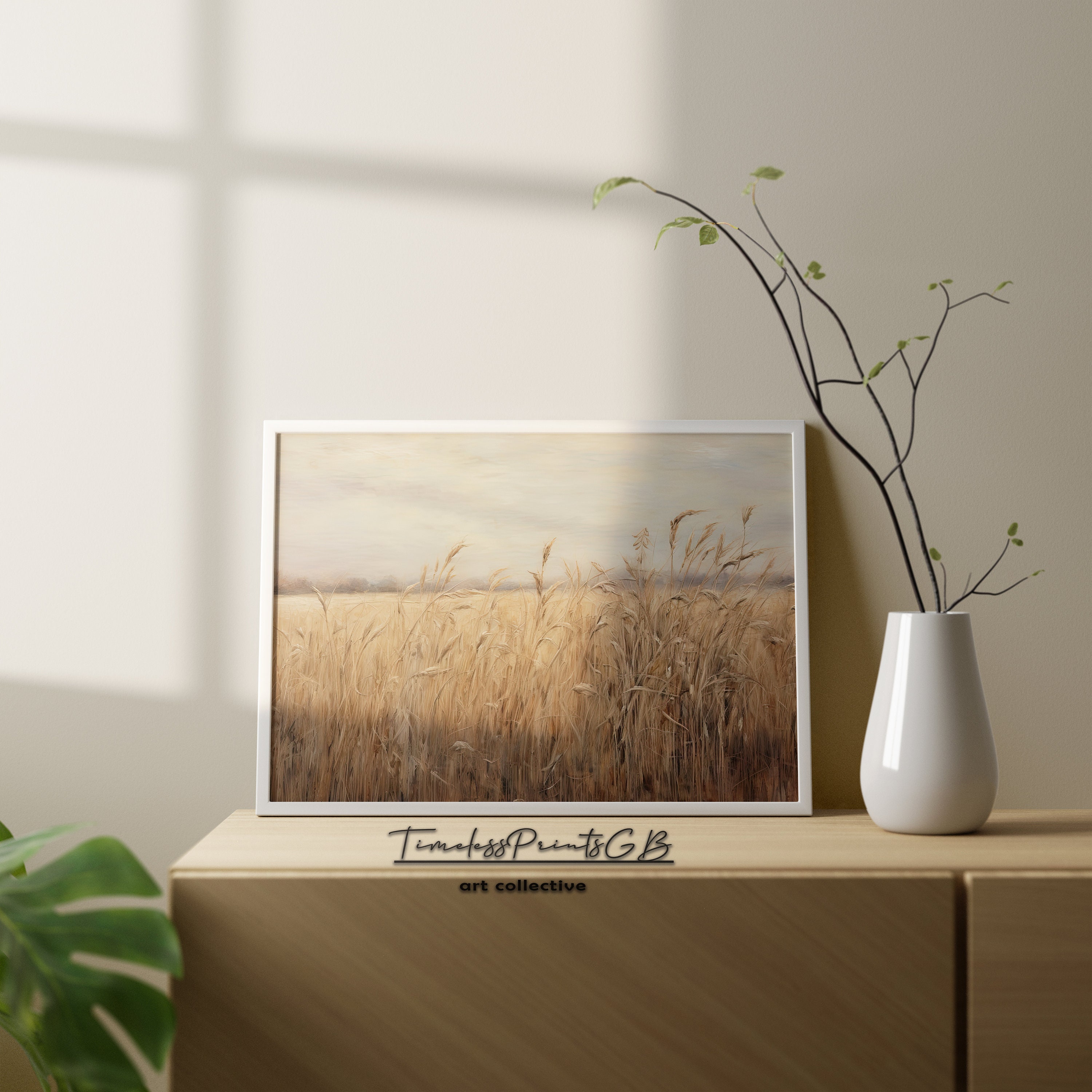 Wheat Field Country Landscape Printable Vintage Wheat Field Wall Art ...
