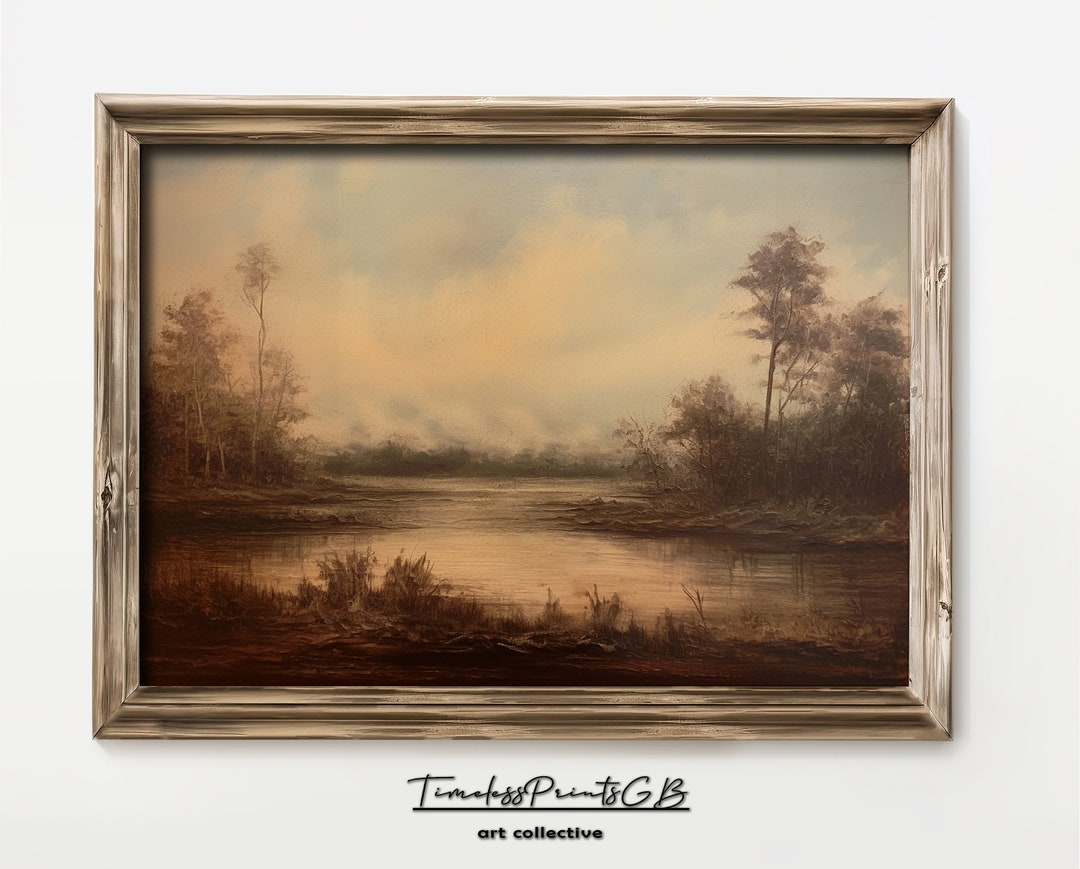 Vintage Lake Scenery Printable Vintage Forest Landscape Wall Art ...