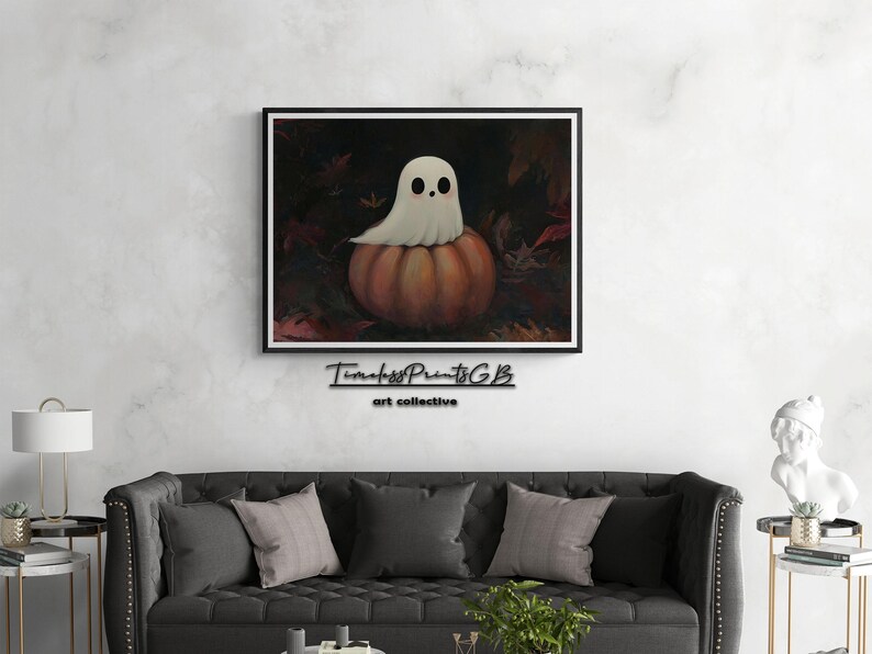 Vintage Halloween Printable Cute Ghost Print Funny Ghost With Pumpkin ...