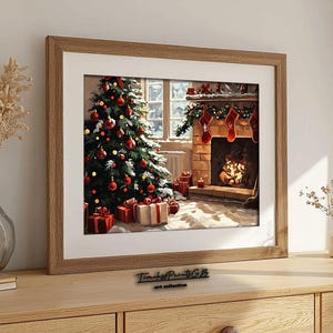 Cozy Christmas Room Printable Christmas Tree Wall Art Room With ...