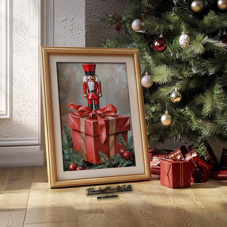 Vintage Nutcracker Toy Wall Art Christmas Nutcracker Print With Giftbox ...
