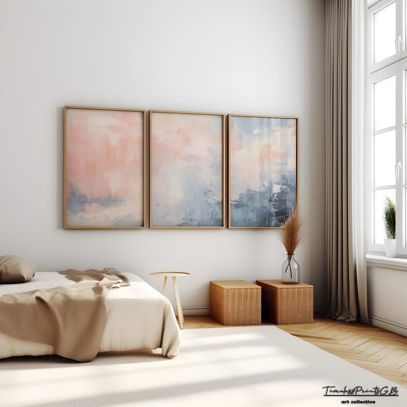 Abstract Light Pink Wall Art Prints: Modern Minimalist Decor (digital ...