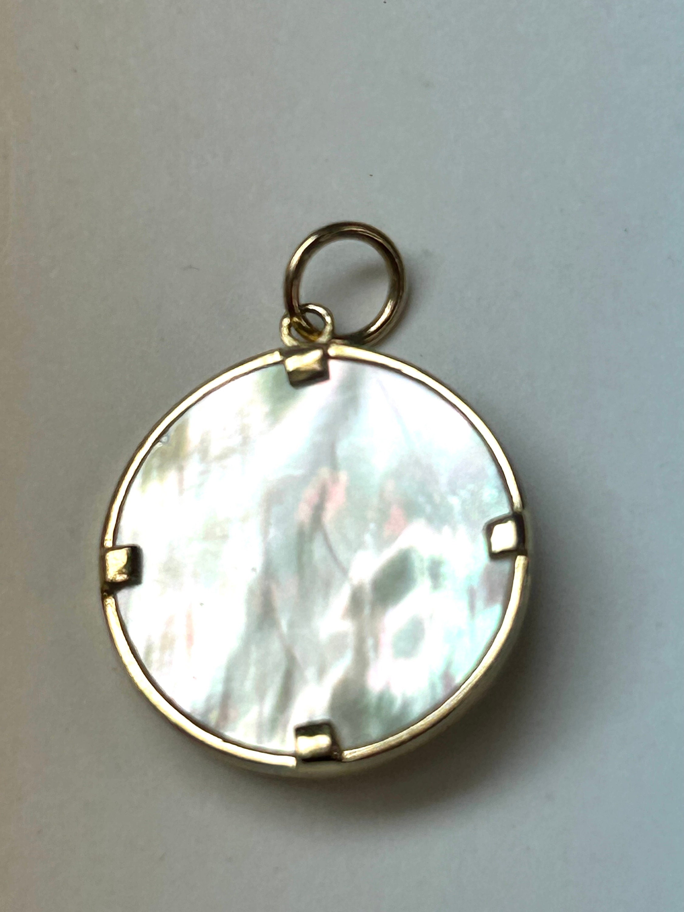 14kt Solid Gold Diamond Sun Pendant, Sun Charm, Mother of Pearl, Lapis ...