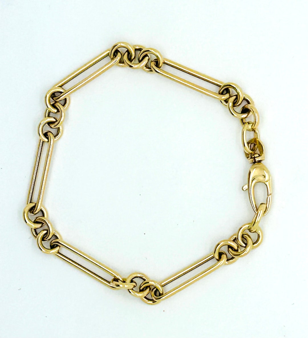 14K Gold Multi-link Bracelet – Unique Double Bar and Circle Chain ...