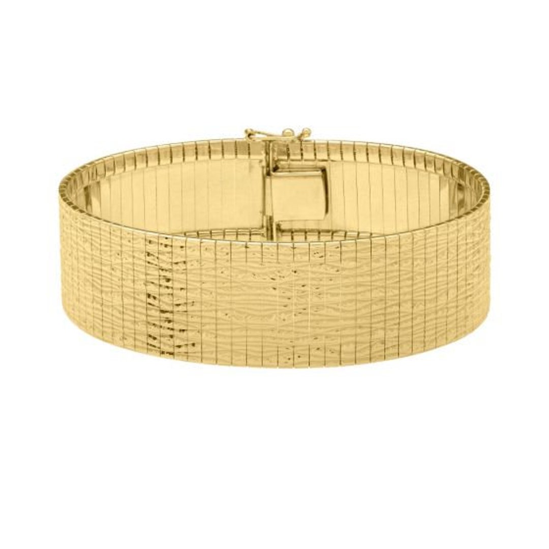 14kt Solid Gold Textured Fancy Glacier Bracelet, Statement Gold ...