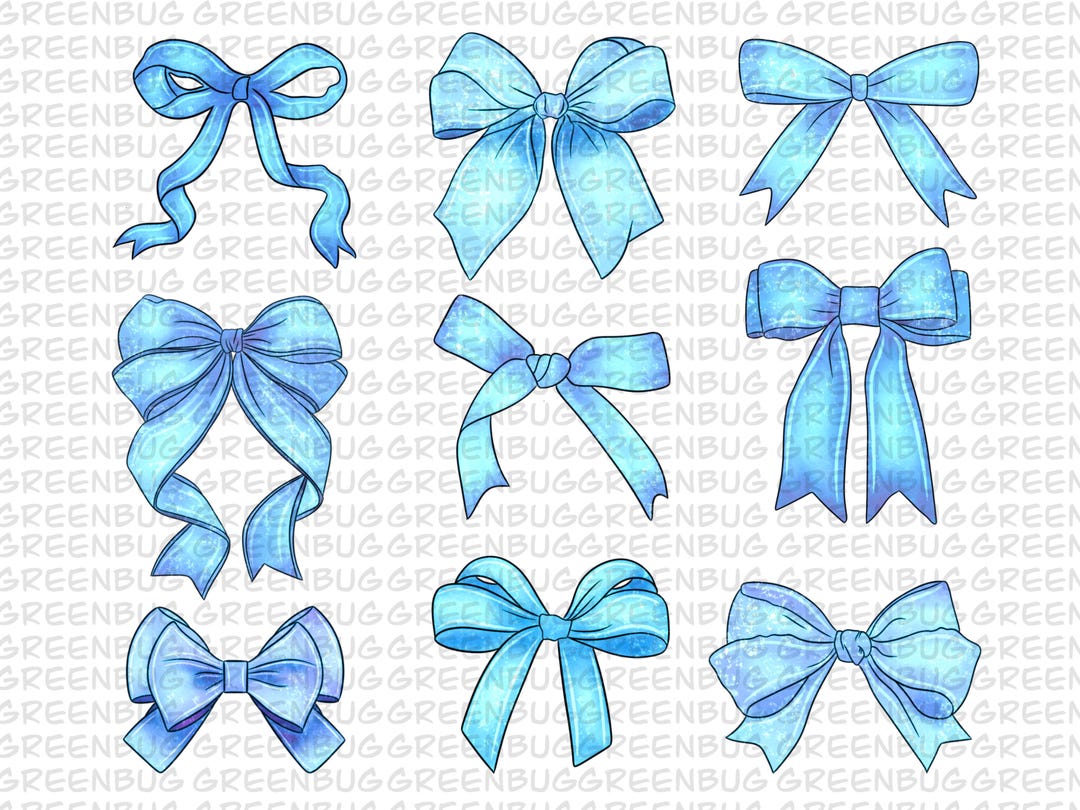 Bows PNG, Coquette Home Decor, Bow Collage PNG, Girly Girl Blue Bow ...