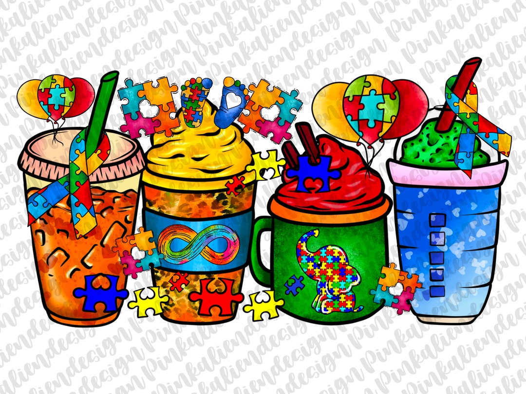 Autism Awareness Day Coffee Cups Png Sublimation Design Download ...