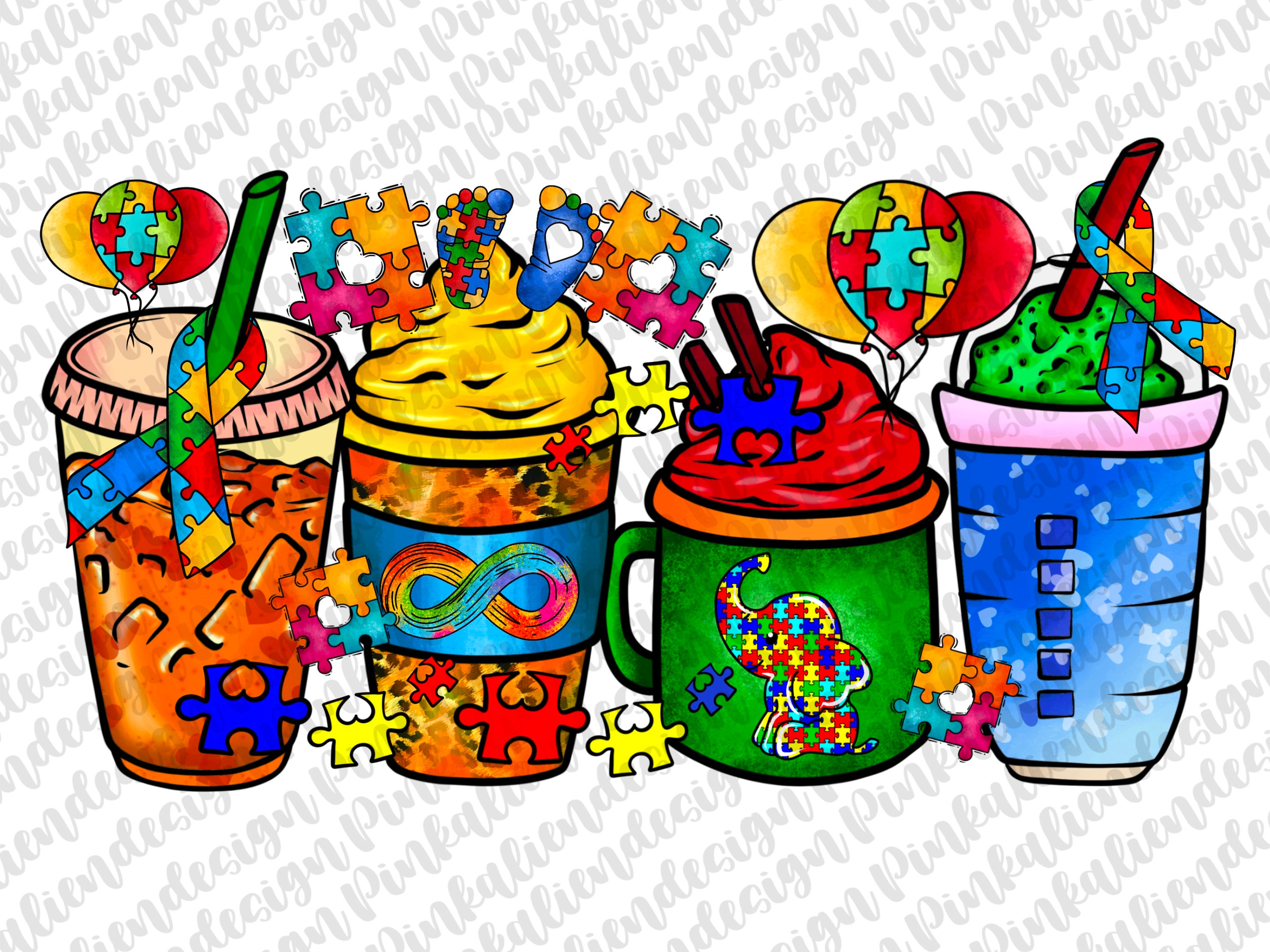 Autism Awareness Day Coffee Cups Png Sublimation Design Download ...
