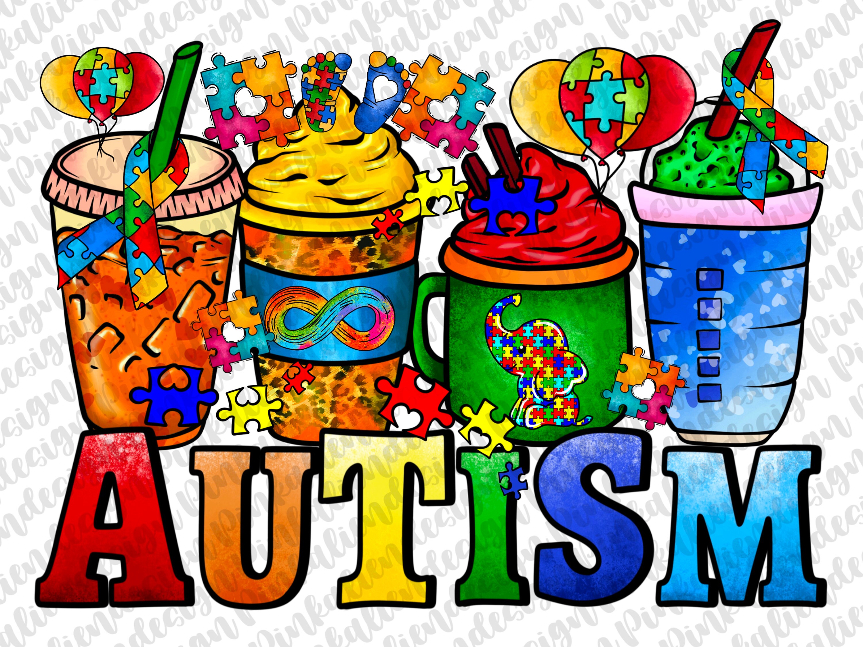 Autism Awareness Day Coffee Cups Png Sublimation Design Download ...