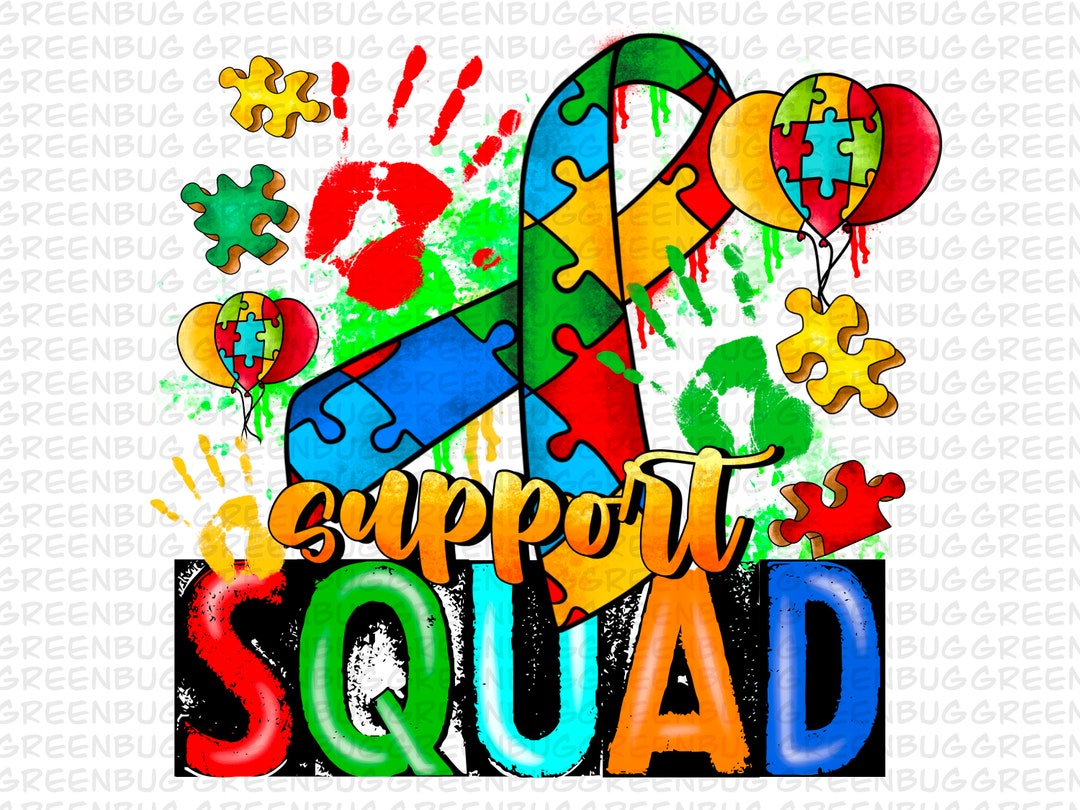 Support Squad Autism Png Sublimation Design Download, Autism Awareness ...