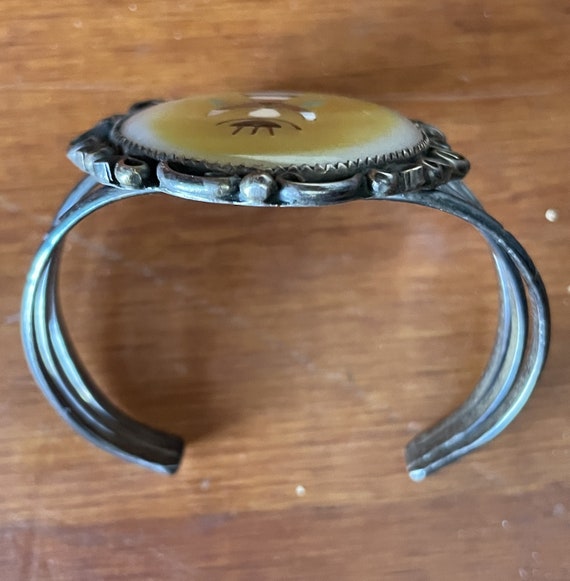 Vintage Native American Signed MOP/Stone Inlay Cuff B… - Gem