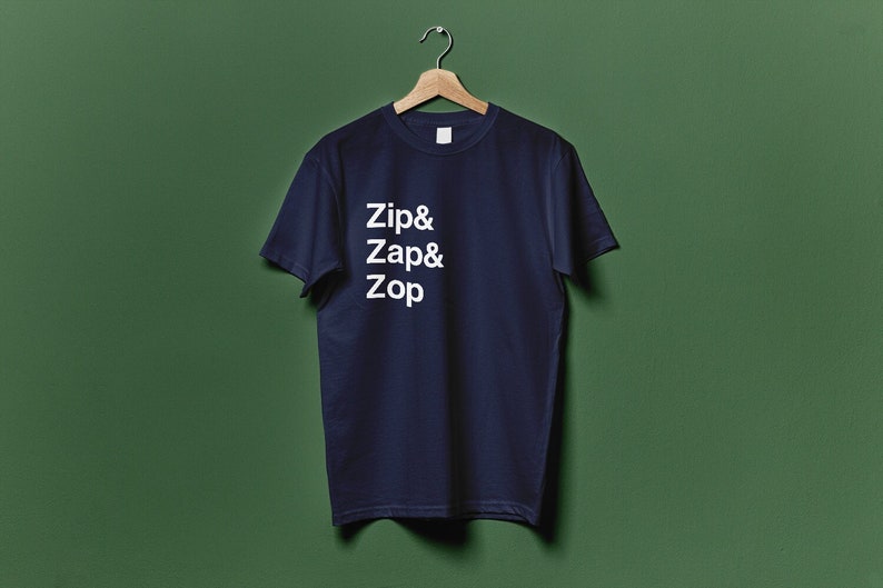 Zip Zap Zop Black Short Sleeve T-shirt, Funny Minimal Graphic Print Tee ...