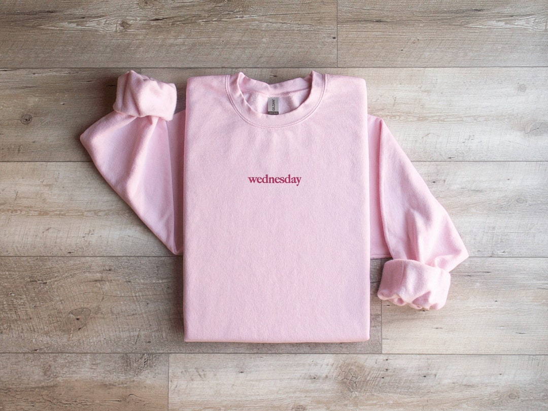 MEAN GIRLS Wednesdays We Wear Pink Embroidered Crewneck, Movie Musical ...