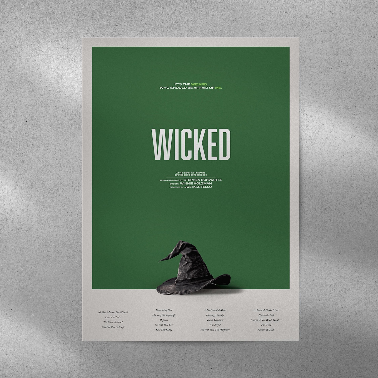 WICKED Elphaba Vintage Style Poster, Broadway Musical Poster Print ...