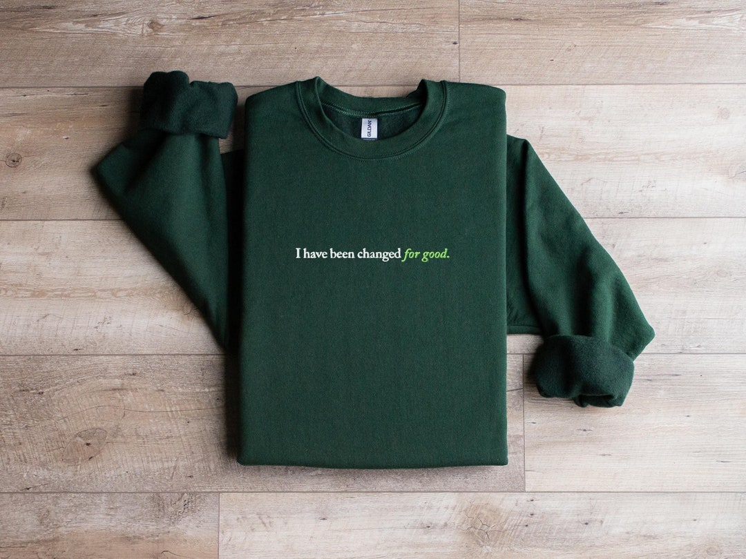 WICKED for Good Embroidered Crewneck, Elphaba Green Themed Sweater ...