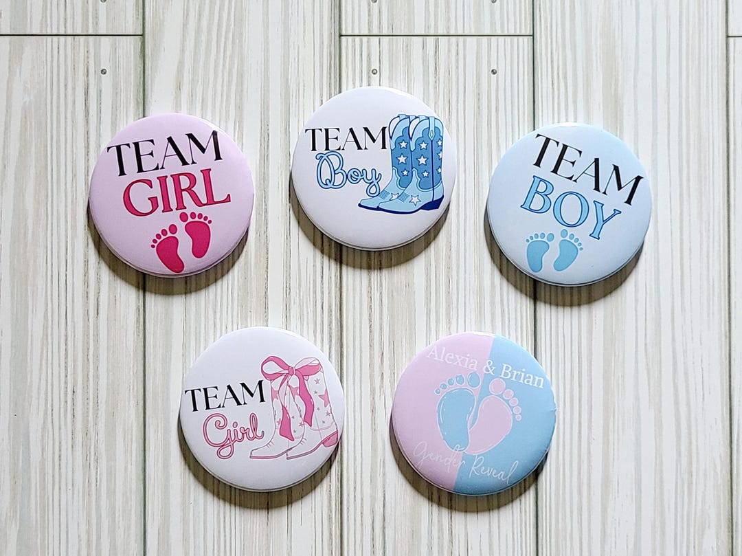 Gender Reveal Buttons, Pinback Buttons, Party Buttons, Buttons, Button ...