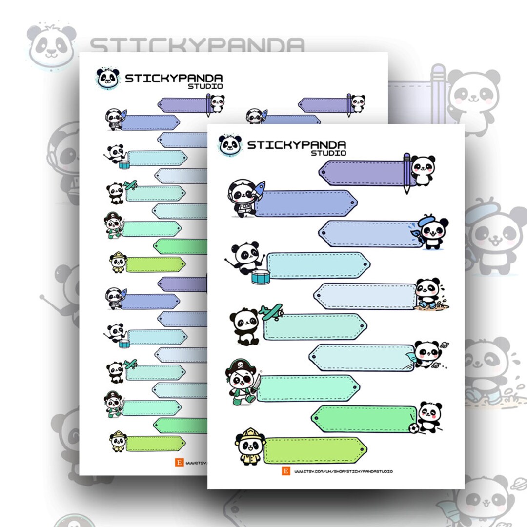 50 Panda Name Tags, Name Tag Stickers, Nursery Name Tags, School Name ...