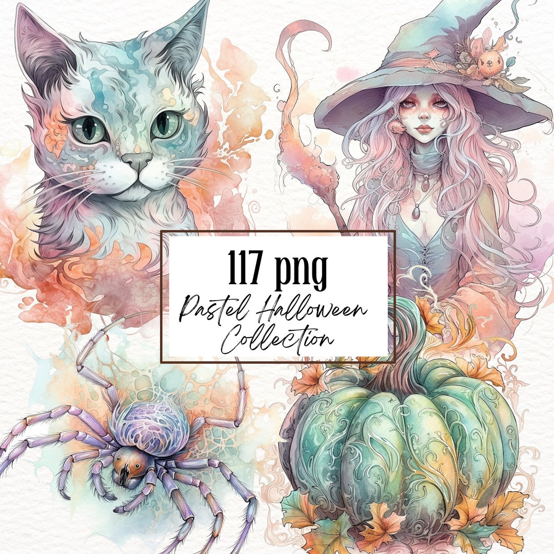 Pastel Halloween Clip Art Set - 117 Digital PNG Files - Instant ...