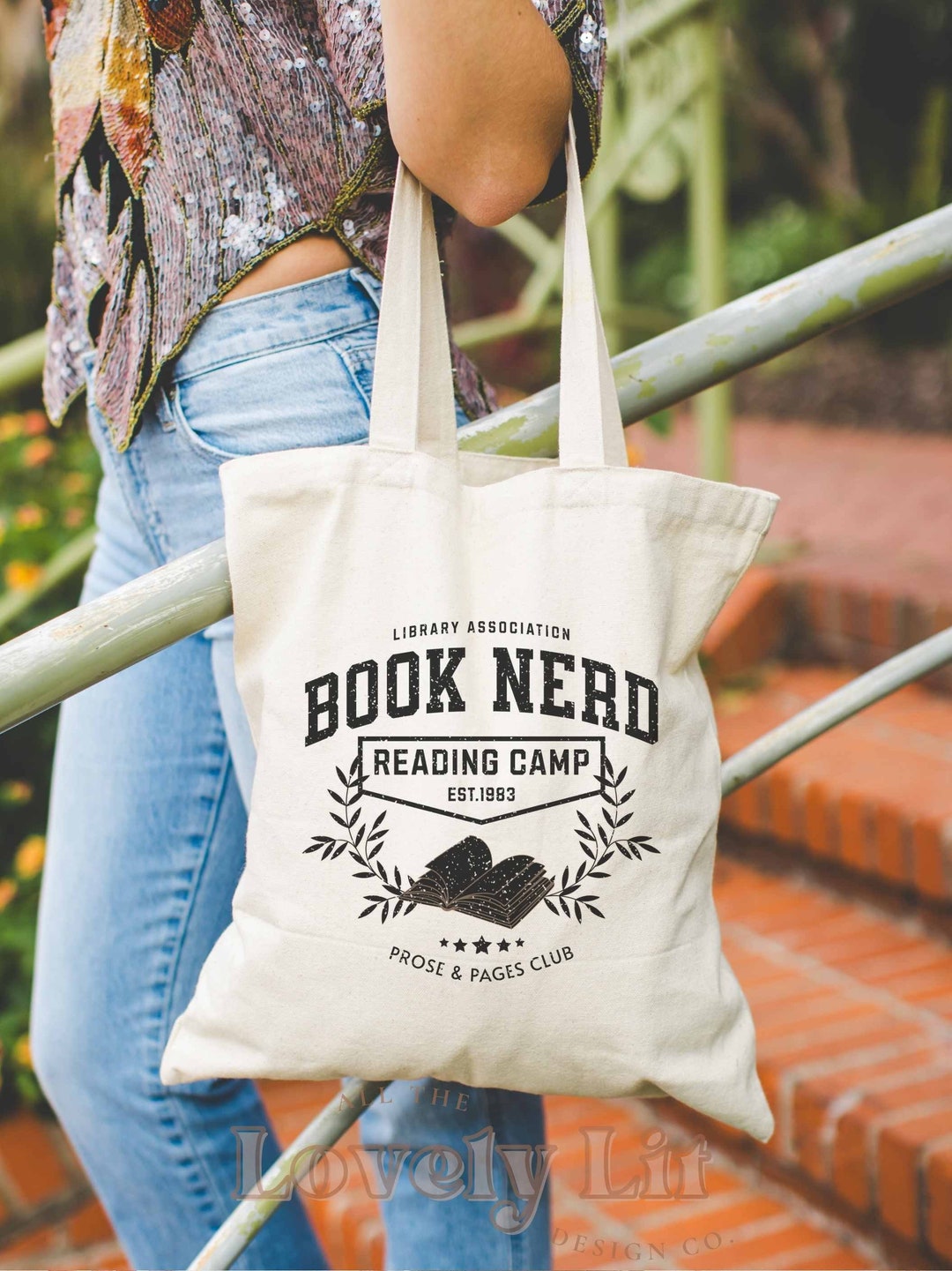 Book Nerd Tote Bag for Library Books, Bookish Gift for Librarians or ...