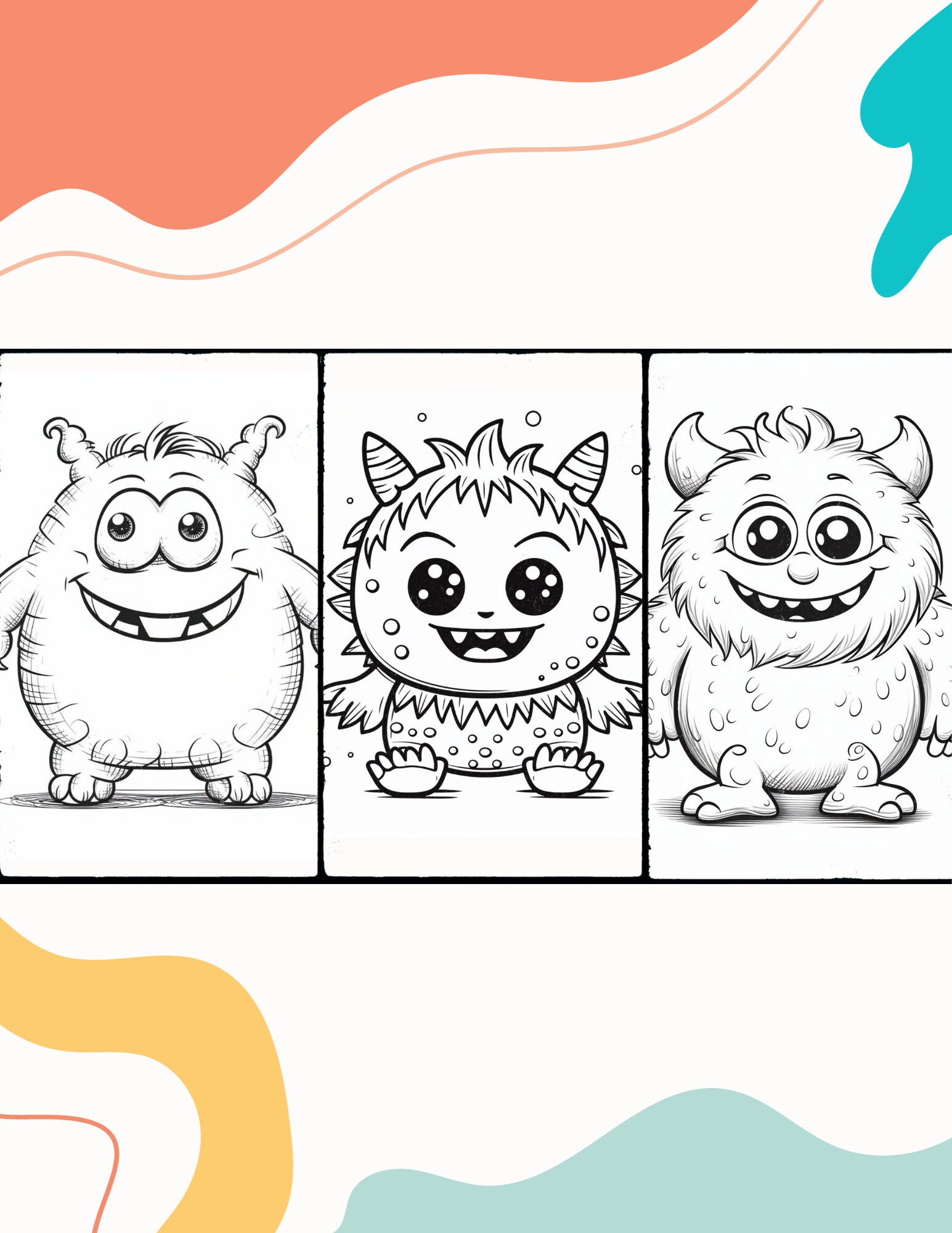 Adorable Monster Madness! Printable Kids Coloring Pages – Fun Coloring ...