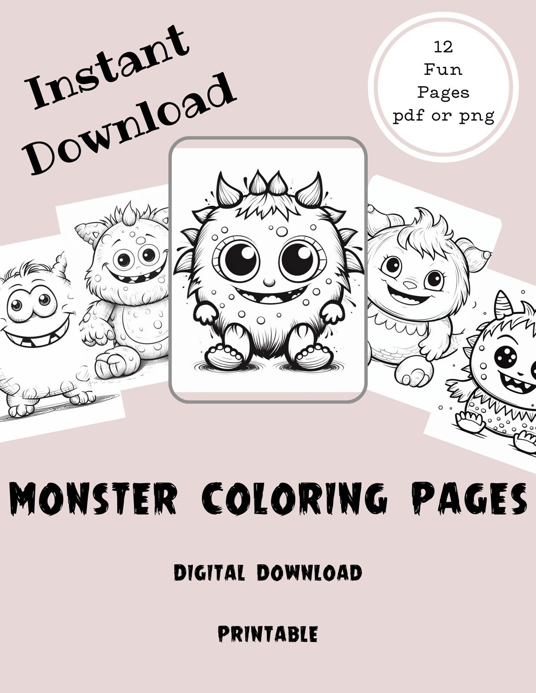 Adorable Monster Madness! Printable Kids Coloring Pages – Fun Coloring ...