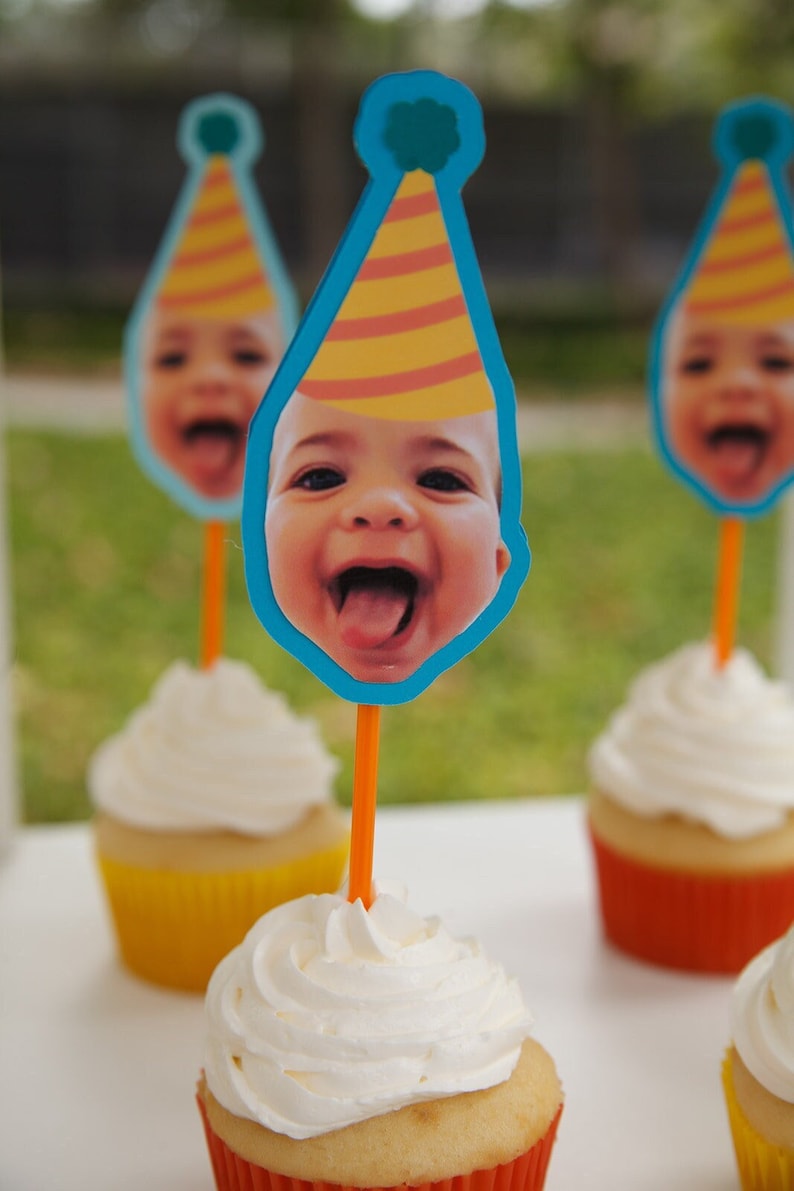 Funny Face Party Hat Cupcake Toppers - Etsy