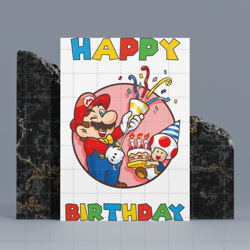 Super Mario and Red Toad Circle Logo Happy Birthday Png - Etsy UK