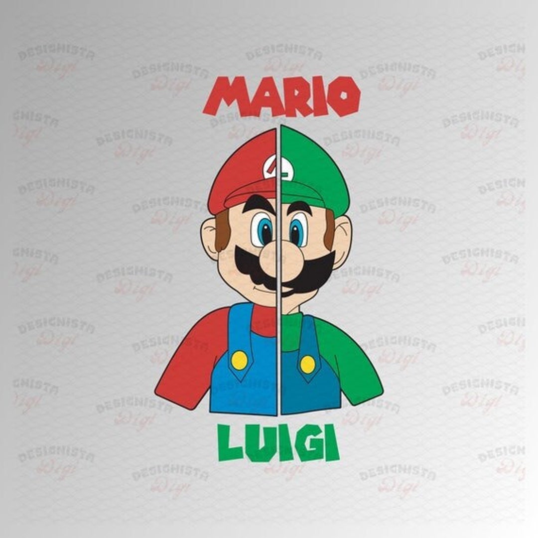 Super Mario and Luigi Png/svghalf Mario Half Luigi - Etsy