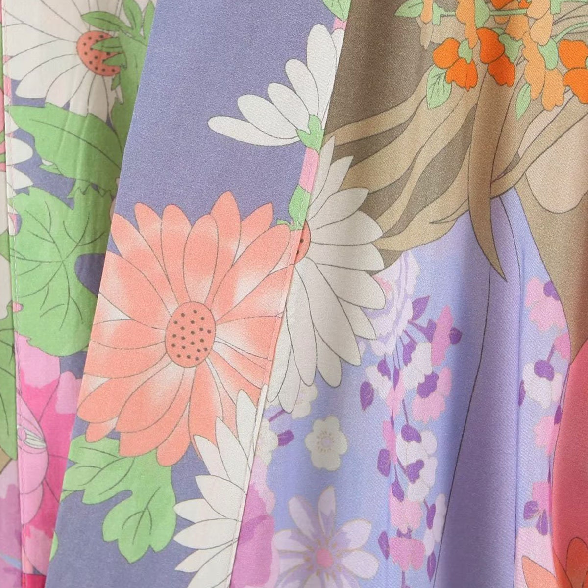 Long Kimono Robe, Pink Floral Robe, Boho Kimono Maxi Robe, Bridal Robe ...