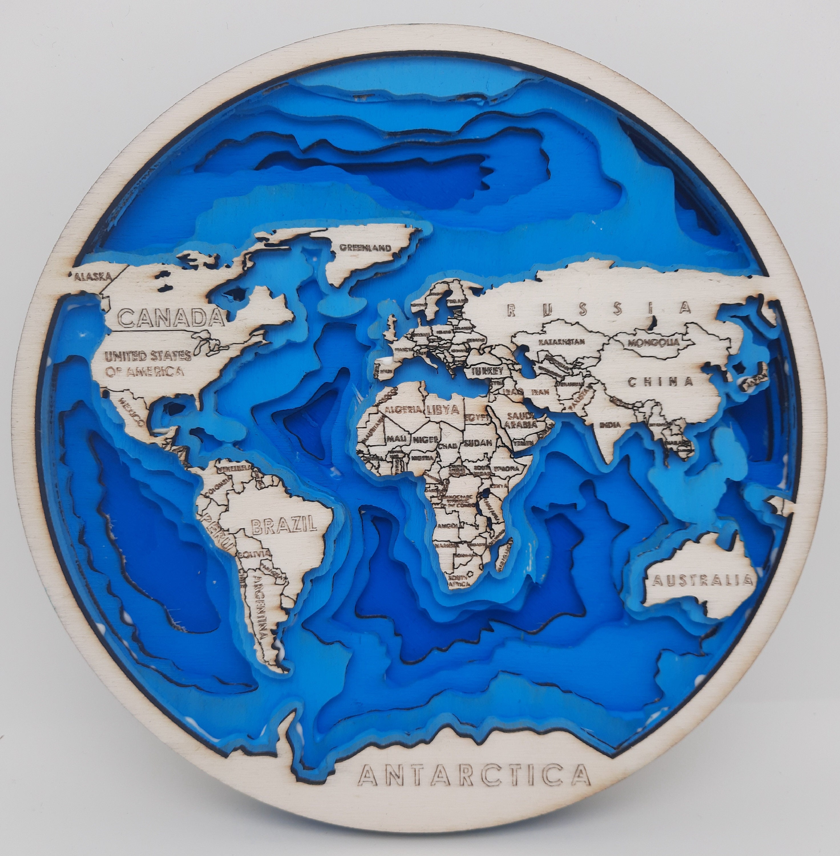 6 Layers Wooden World Map Model Multidimensional Laser - Etsy