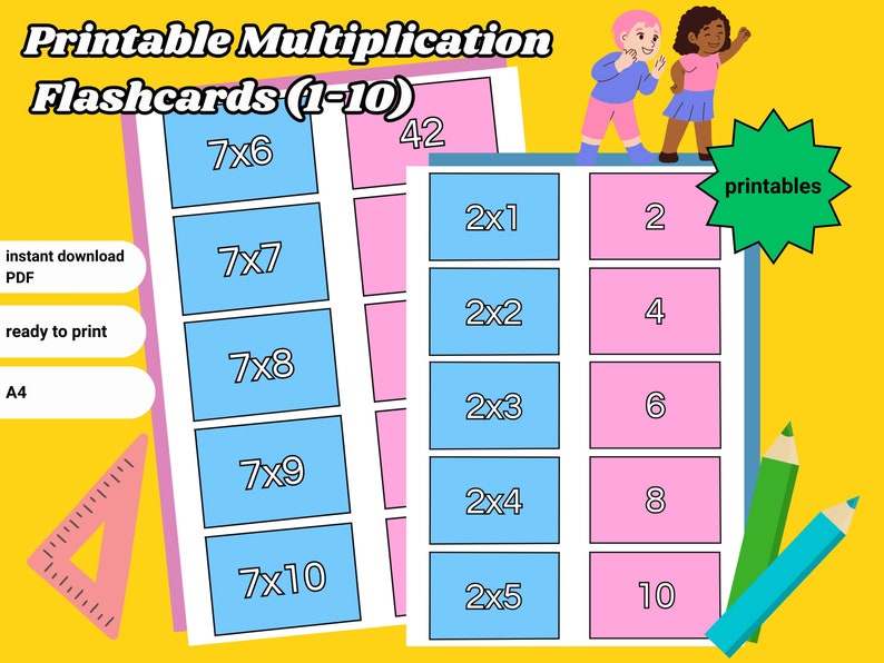 Multiplication Flashcards for Kids, Preschoolers, Math Practice for ...