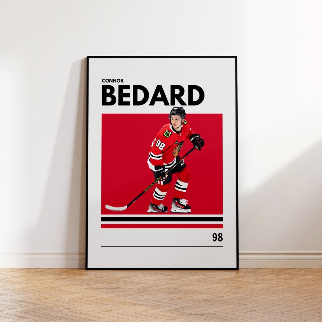 Connor Bedard Poster, Chicago Blackhawks Poster, NHL Poster, Hockey ...