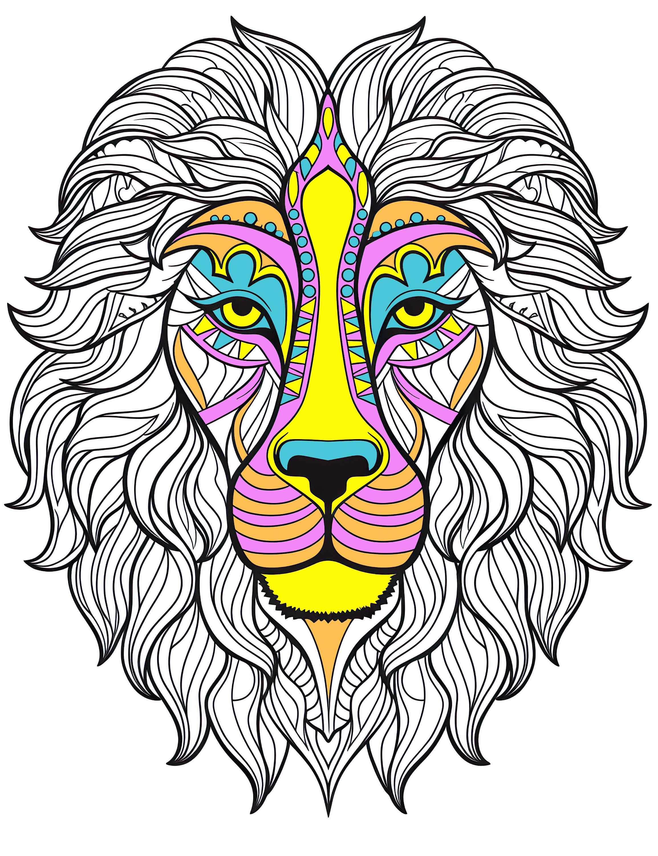 Lion PDF Animal Coloring Page - Etsy