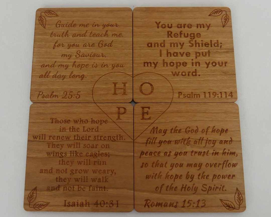 Set of Four Coasters Hope Bible Verses Laser Engraved - Etsy