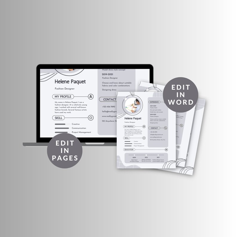 Grey Minimalist Fashion Designer Resume Template | Resume Template ...