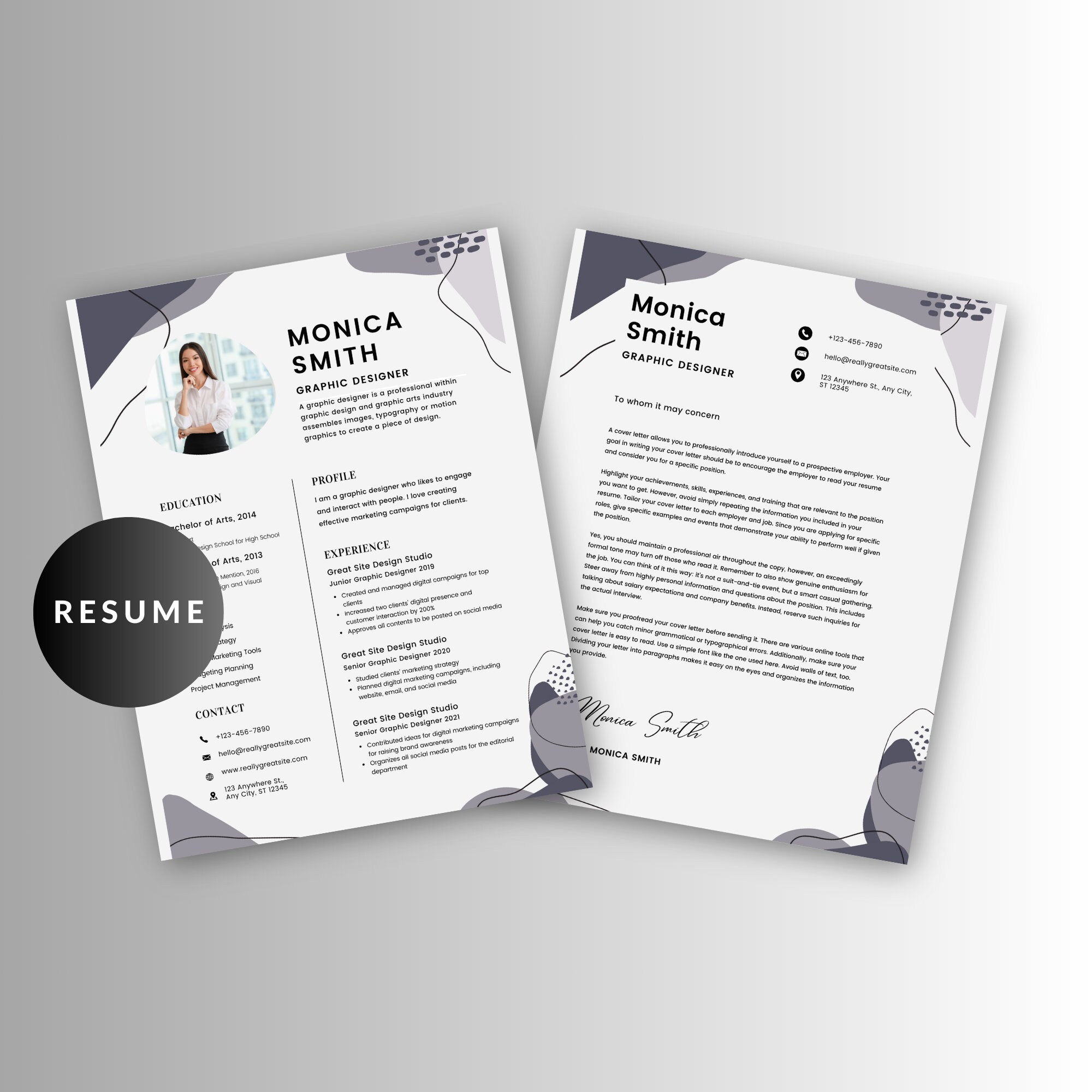 Modern Elegant Grey CV Resume Template Instant Download - Etsy