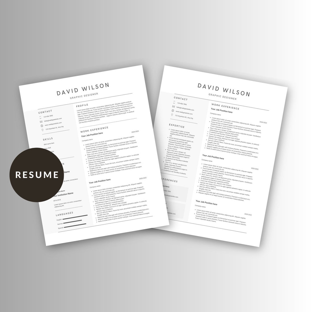 Minimalist White and Grey Graphic Designer Resume Template | Instant ...