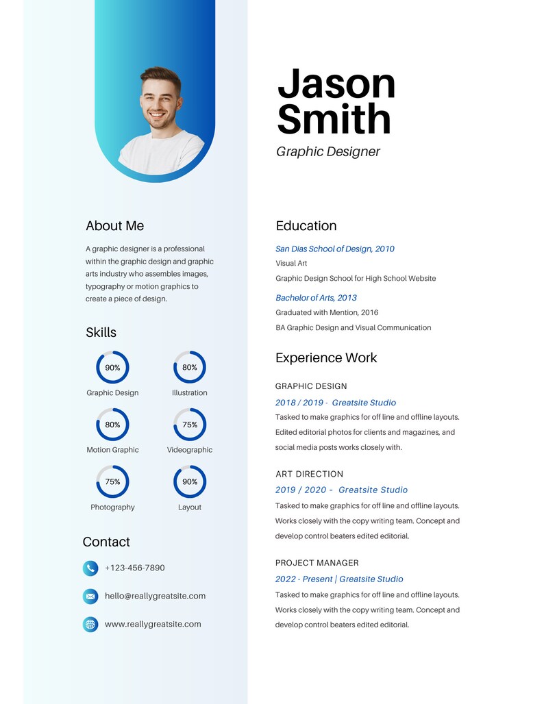 Modern Graphic Designer Resume CV Template Resume Template - Etsy