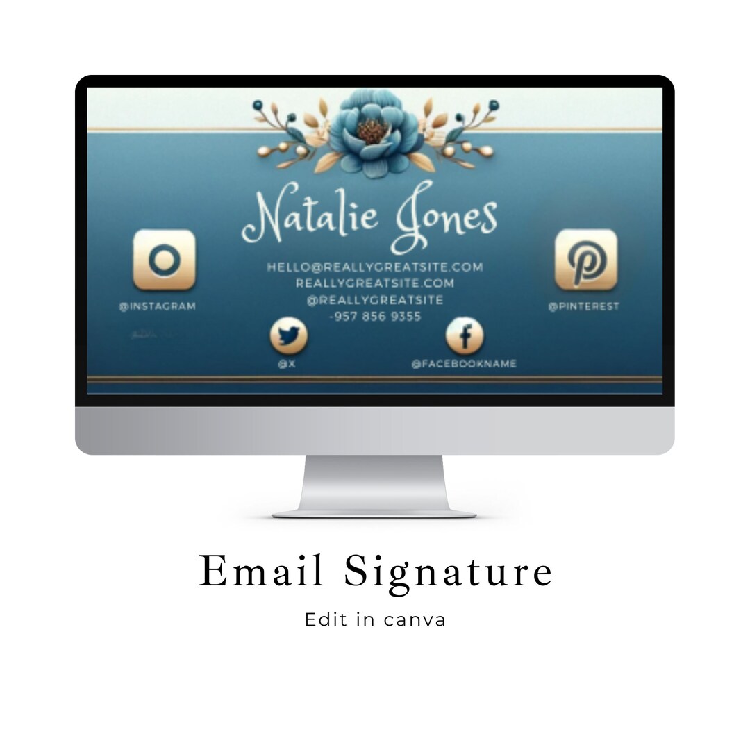 Navy and Gold Flower Editable Email Template | Professional Business ...